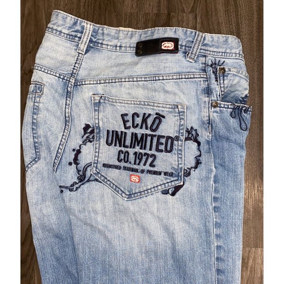 Ecko Unlimited | Jeans | Ecko Unltd Rare Mens Vtg Embroidered Baggy Fit Lightwash Distressed ...